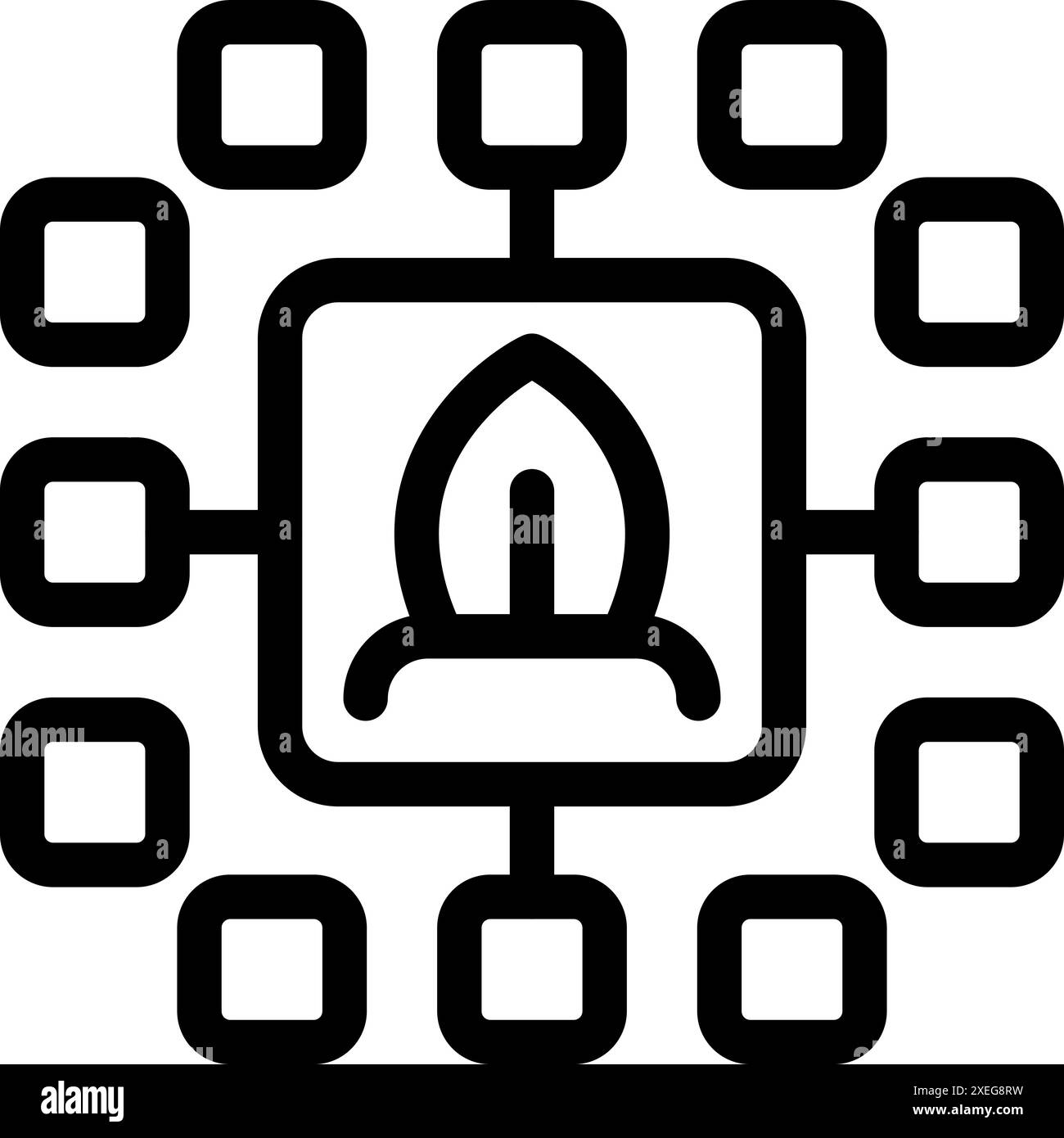 Digital ecosystem is connecting data points with a central plant icon ...