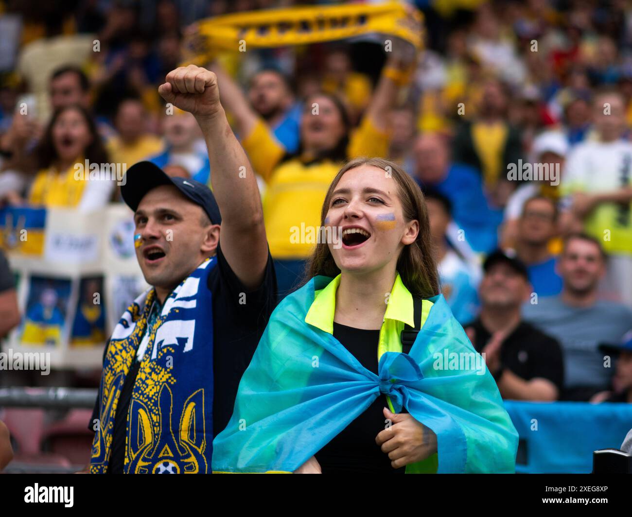 Fans der Ukraine, GER, Ukraine (UKR) vs Belgium (BEL), Fussball ...