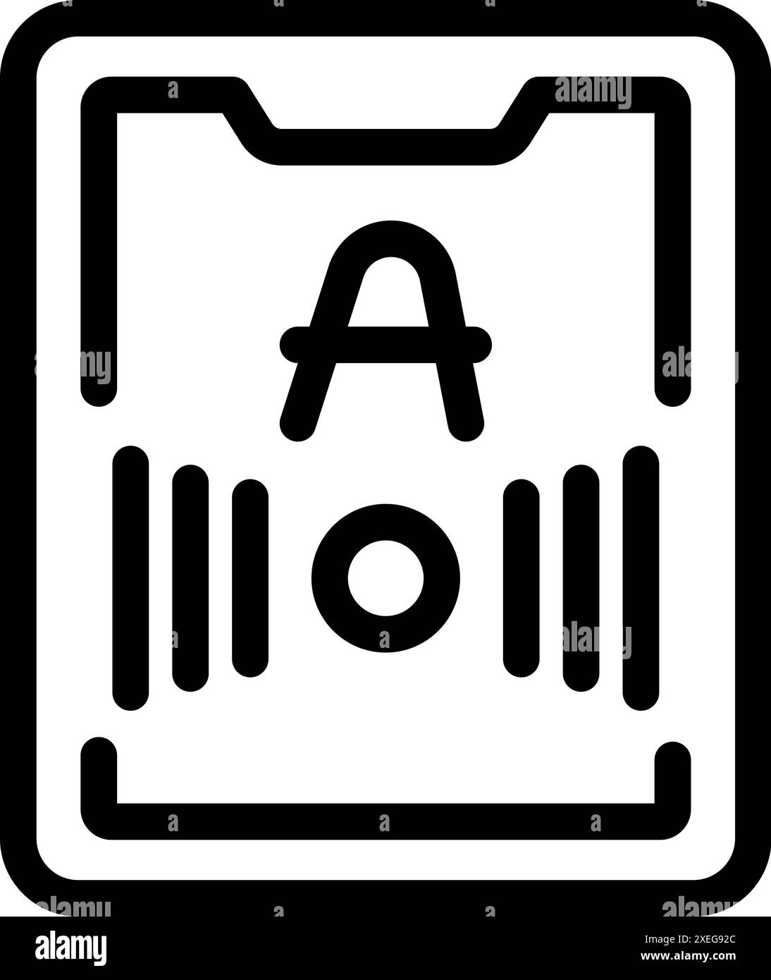 Bold, graphic icon of a smartphone displaying a letter of the alphabet ...