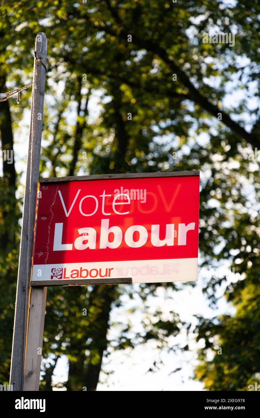A sign displayed during the 2024 UK election which says Vote Labour ...
