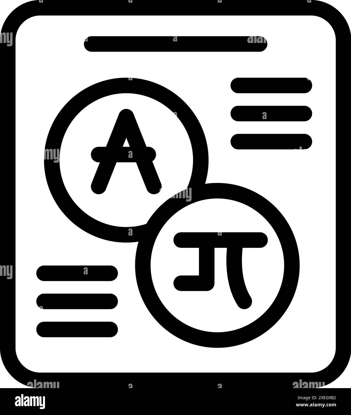 Icon Of A School Test Showing Letter A And Pi Symbol Representing