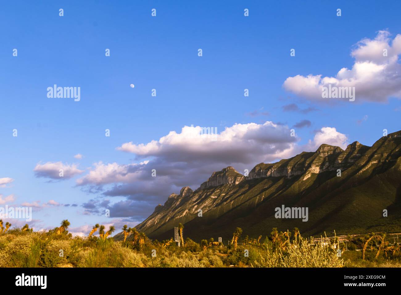 Panoramic view of a sunset on the Cerro de las Mitras in Monterrey ...