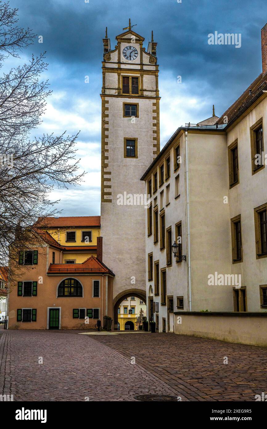 Church square with town hall tower in Oschatz 5 Stock Photo - Alamy