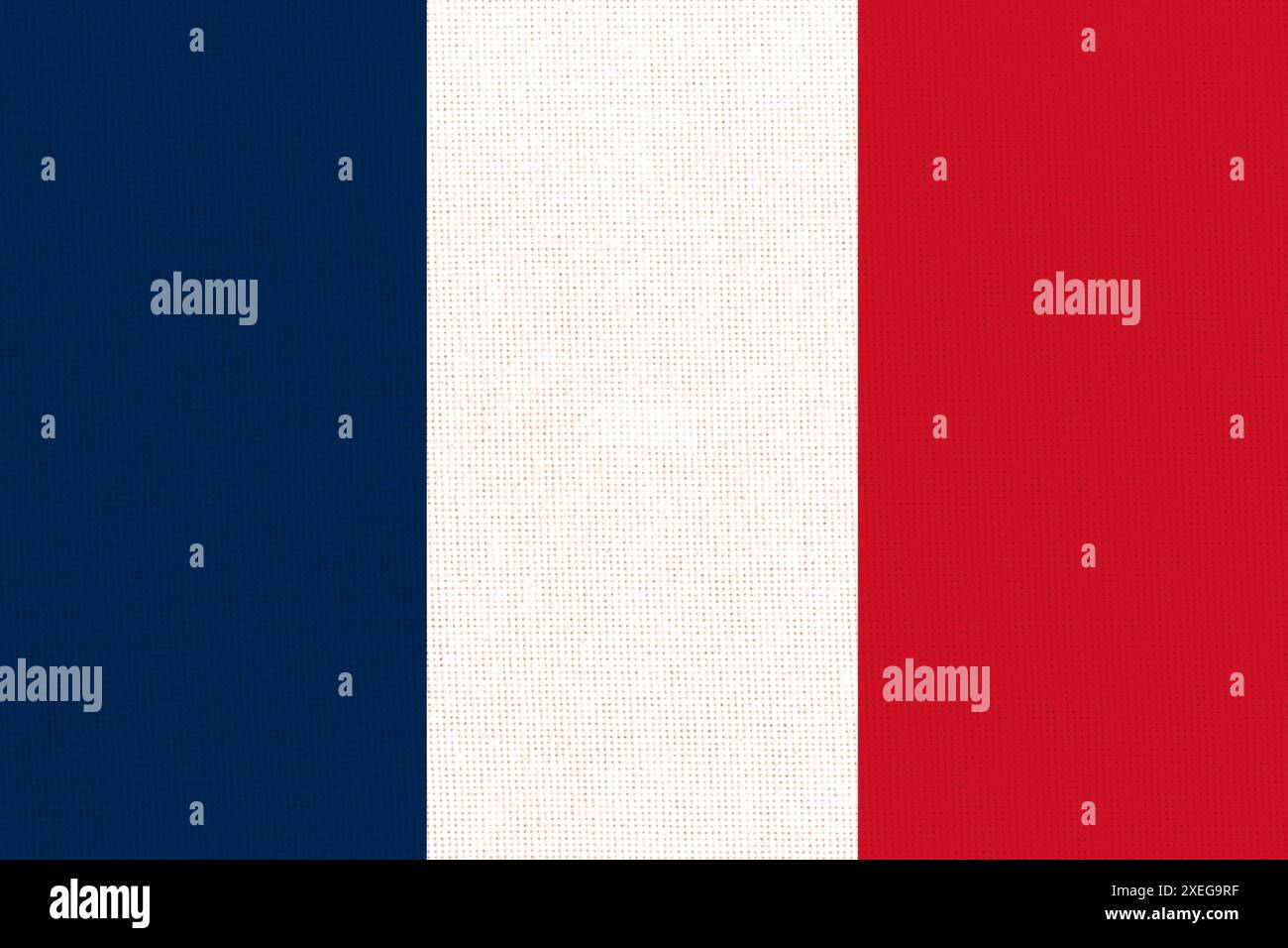 Flag of france. French flag on fabric surface. Fabric texture. National symbol of France on ...