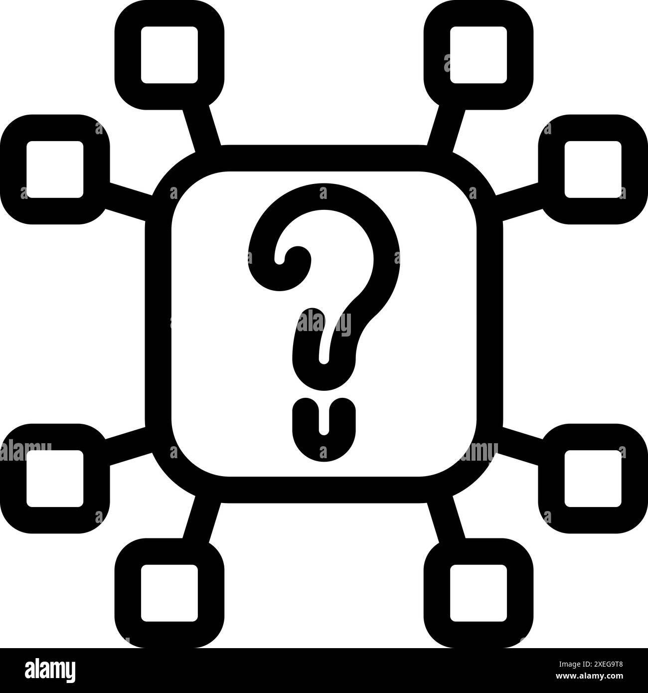 Single question mark is at the center of multiple data points ...