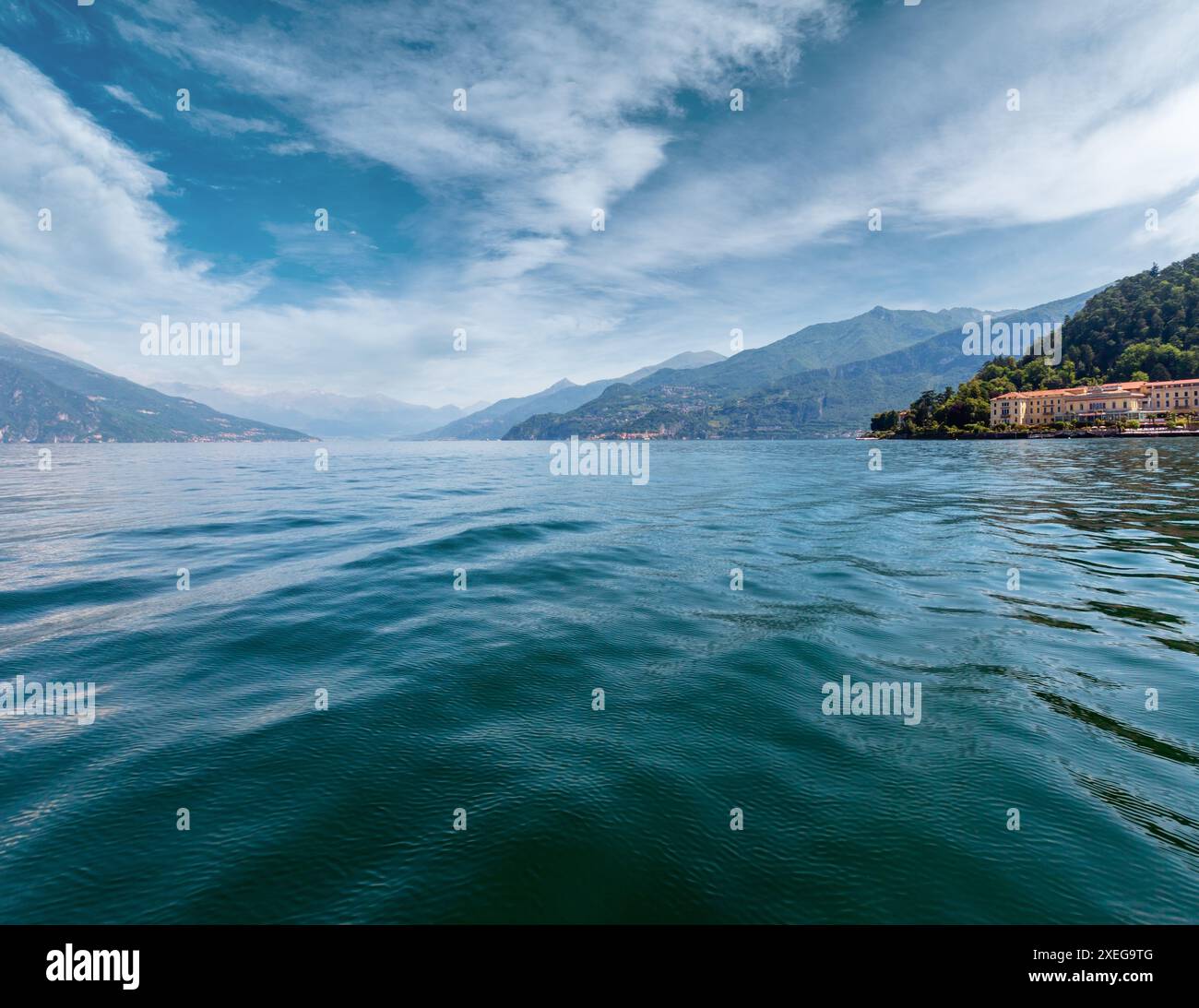 Lake Como (Italy) view from ship Stock Photo - Alamy