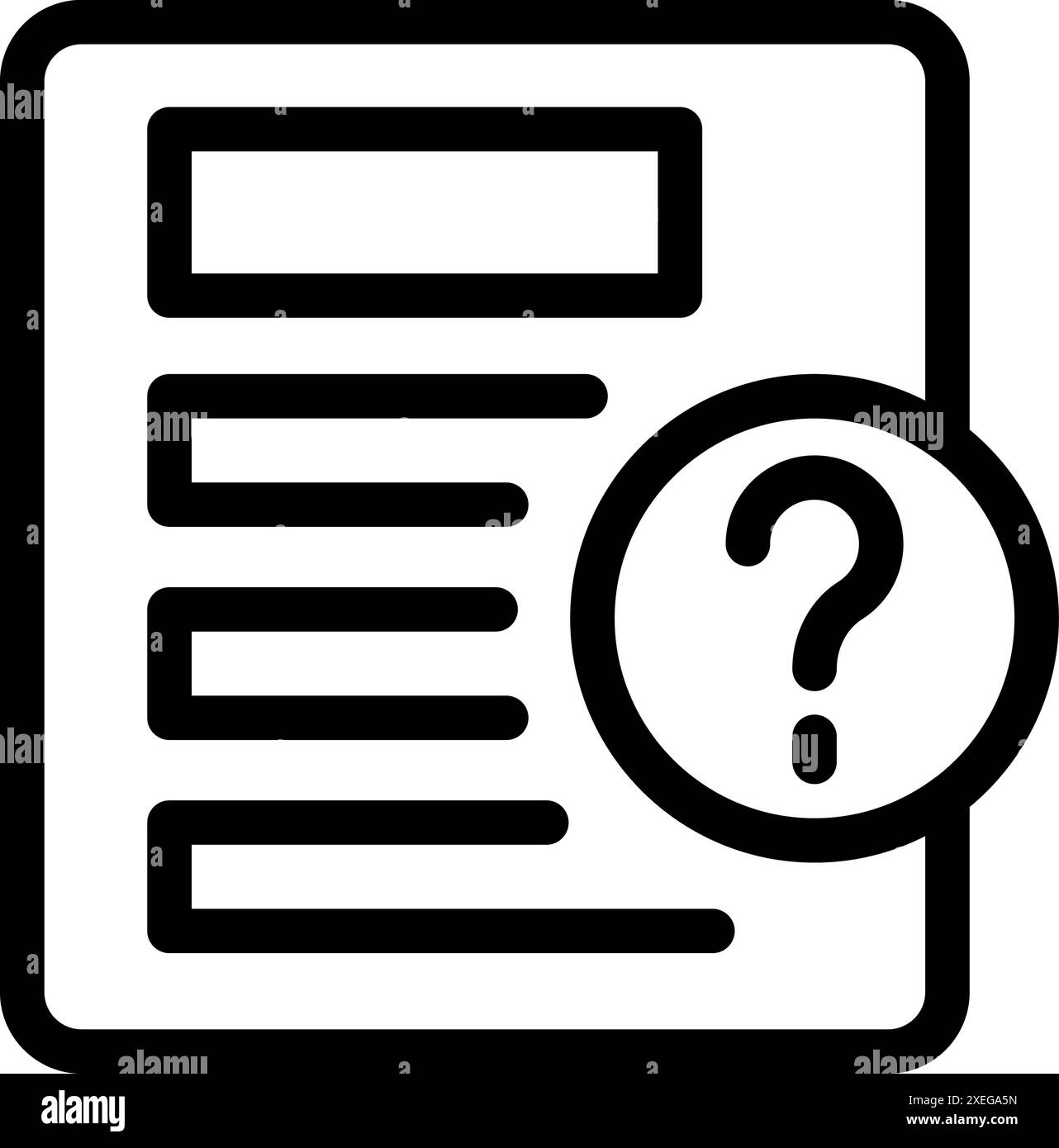 Question mark icon appearing over a document with text boxes ...