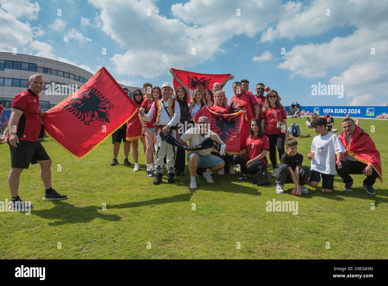 Albanian Football fans near the Schadowplatz Fanzone during the EURO ...