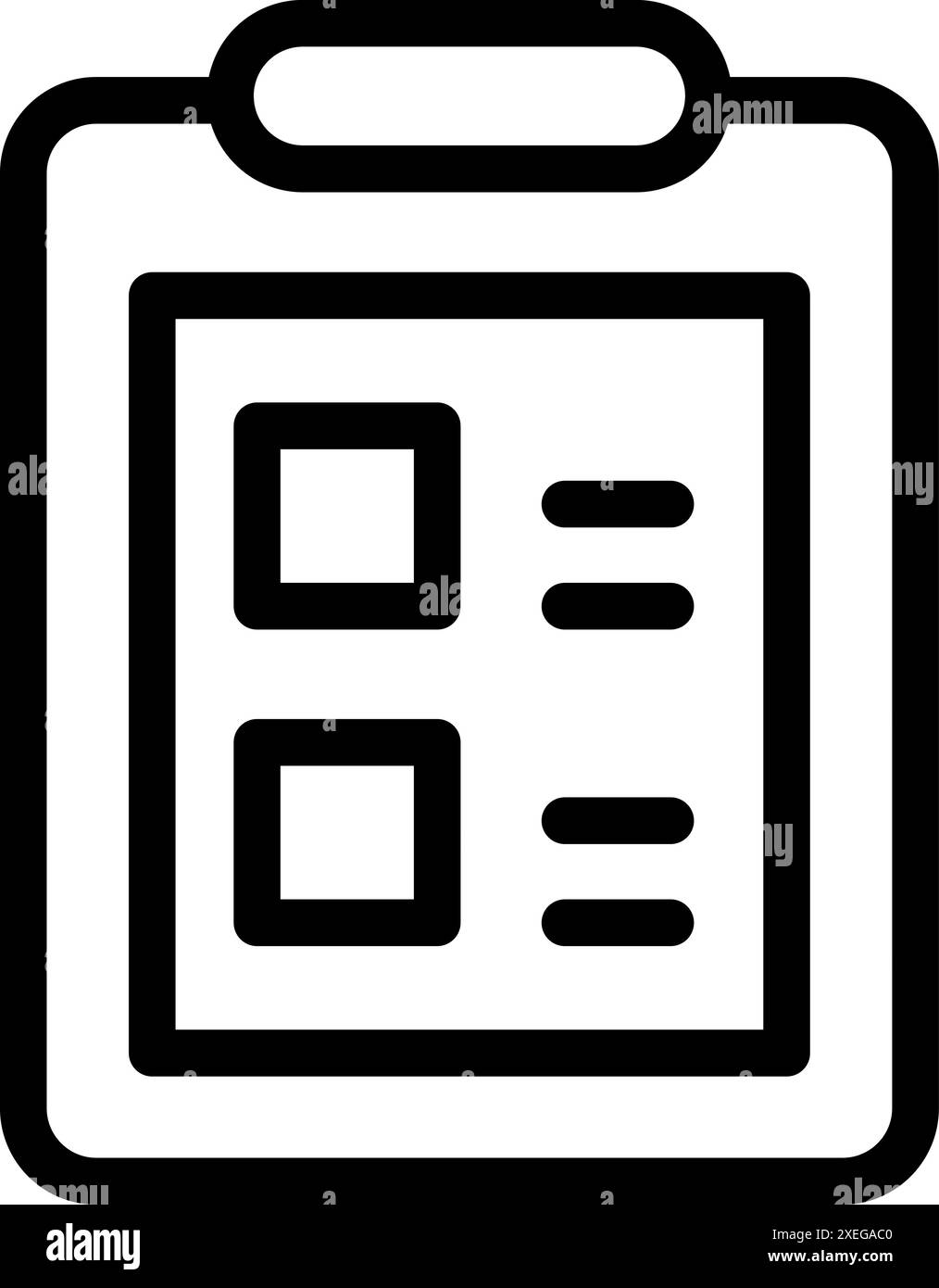 Simple line icon of a clipboard featuring a checklist, symbolizing task management, organization ...