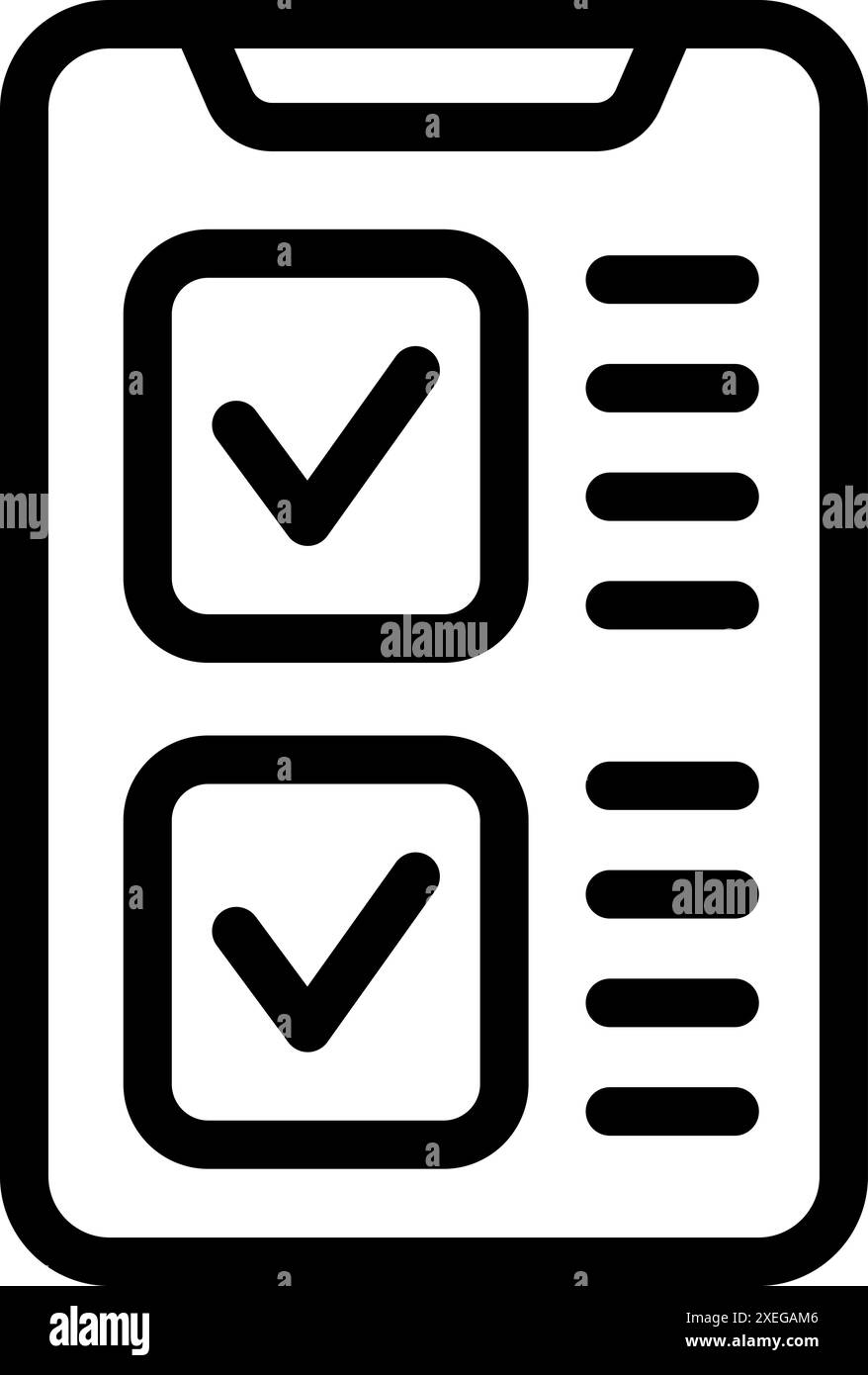 Smartphone showing completed checklist icon, mobile phone displaying ...