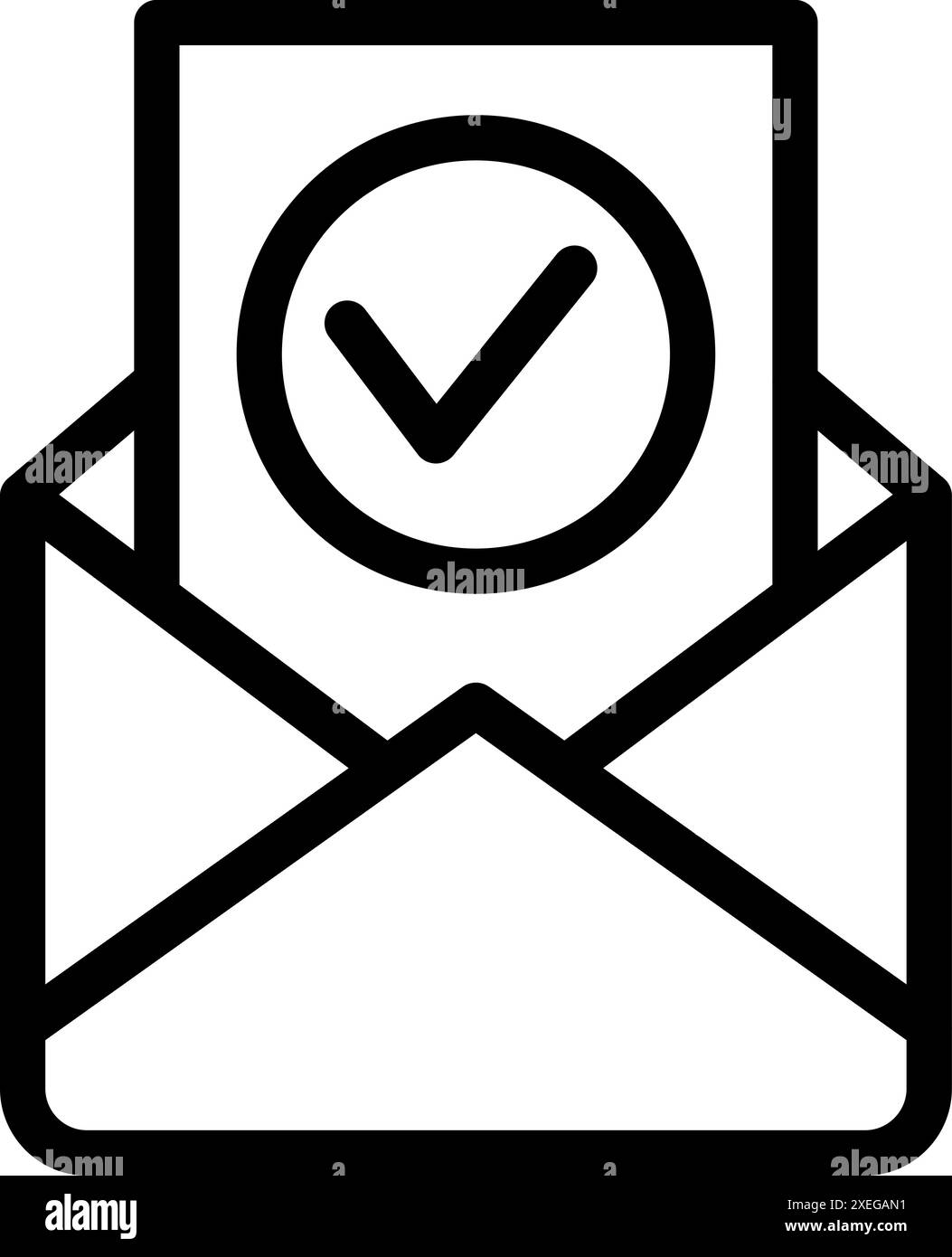 Open envelope icon showing document with checkmark symbol, representing ...
