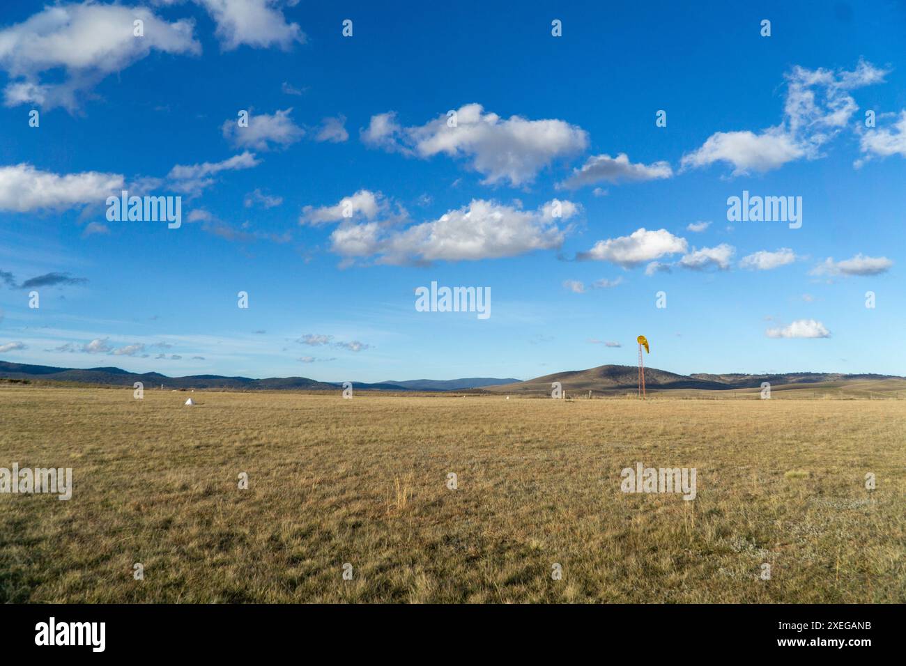 A wide angle view of the grass landing strip at Adaminaby New South ...