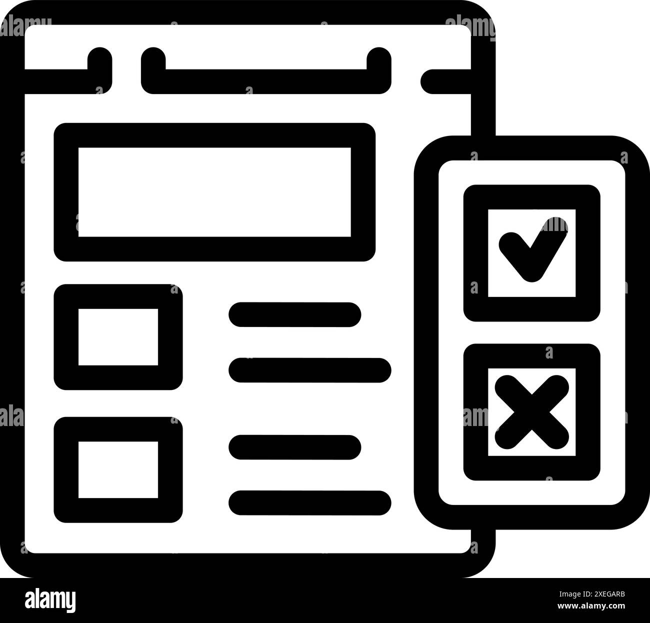 Concept of online survey, exam or testing with checkmark and cross mark ...