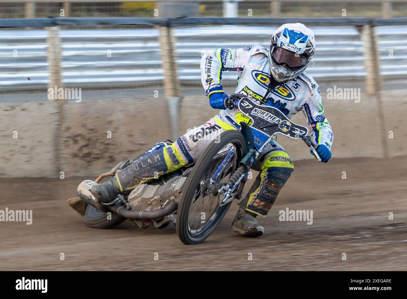 Chris Harris - British speedway rider riding for Oxford Spires. June 2024. Action photo Stock ...