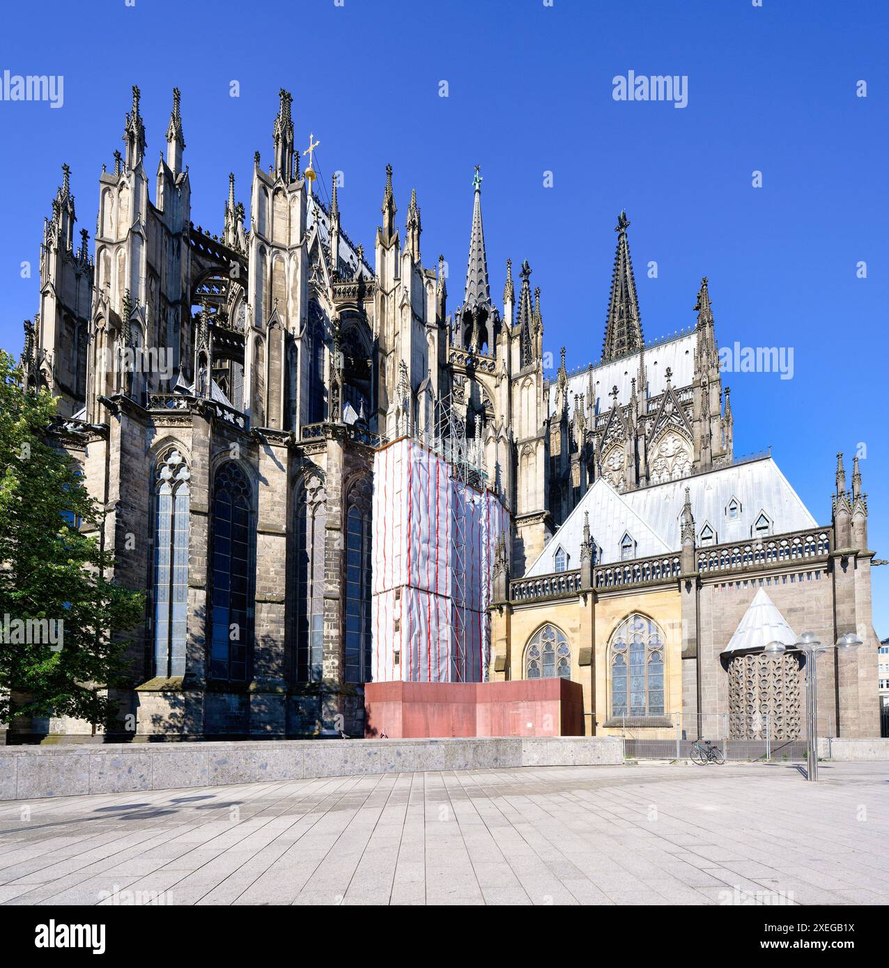 the east side with the oldest parts of cologne cathedral in the warm ...