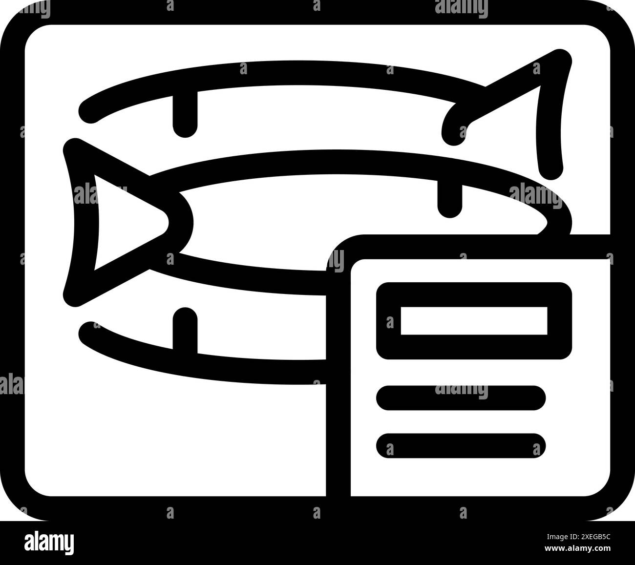 Black and white icon of a fish finder showing fish location and water ...