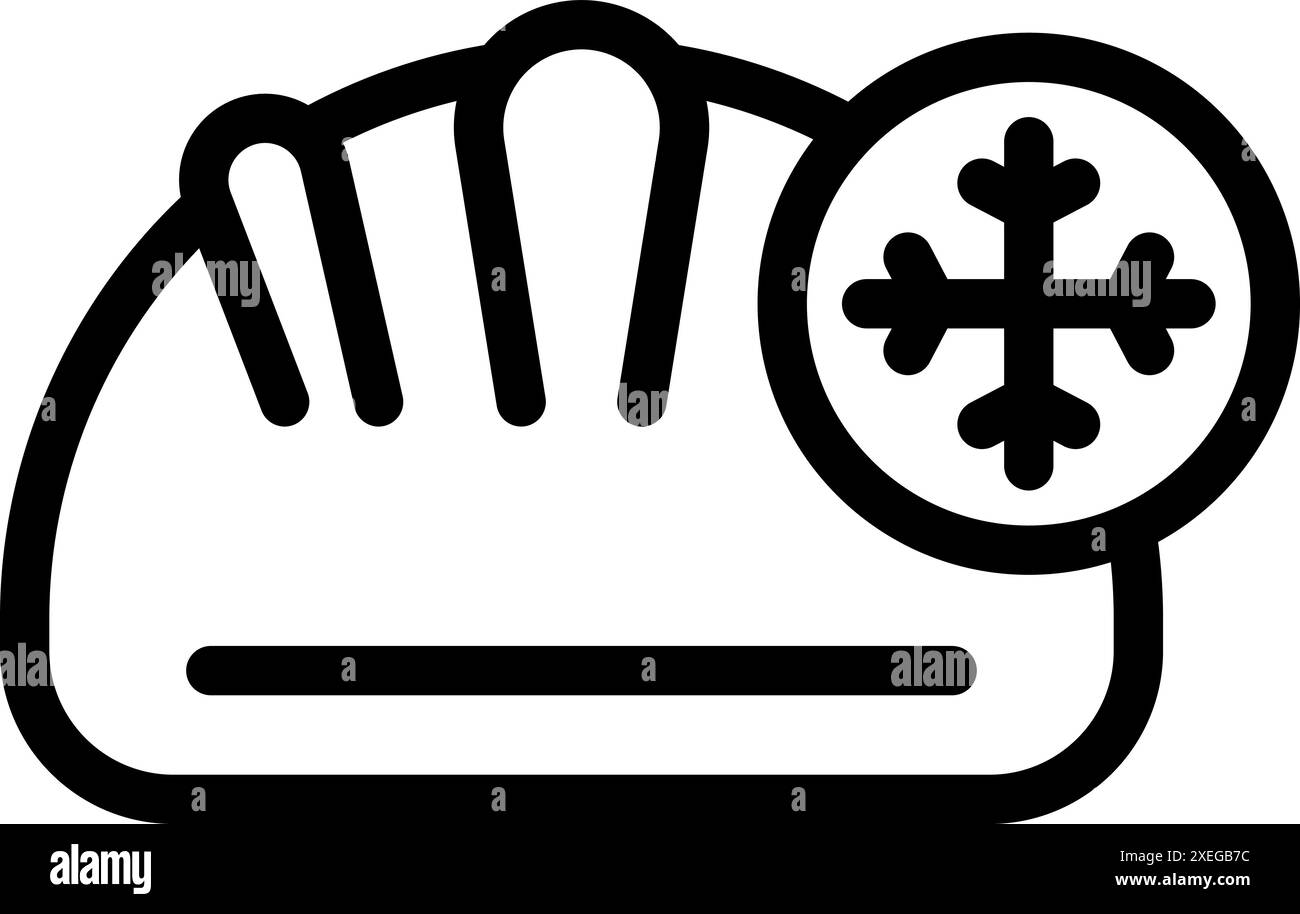 Simple bold line icon of a loaf of bread with snowflake symbol ...