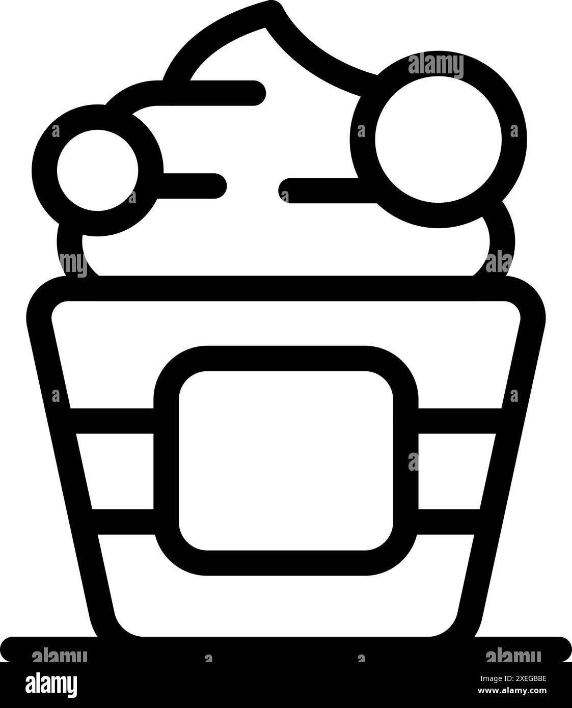 Line art icon illustration of a delicious ice cream dessert with cream ...