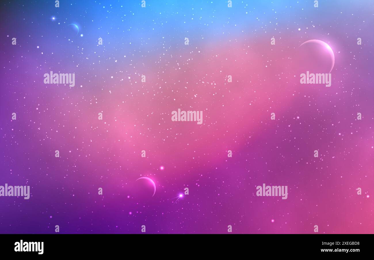 Planets in space. Beautiful galaxy background. Realistic cosmic clouds ...