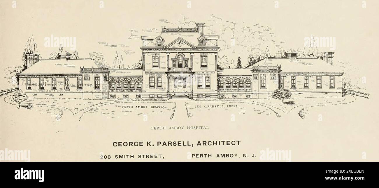 Perth Amboy Hospital, George K Parsell, Architect, circa 1901 Stock ...