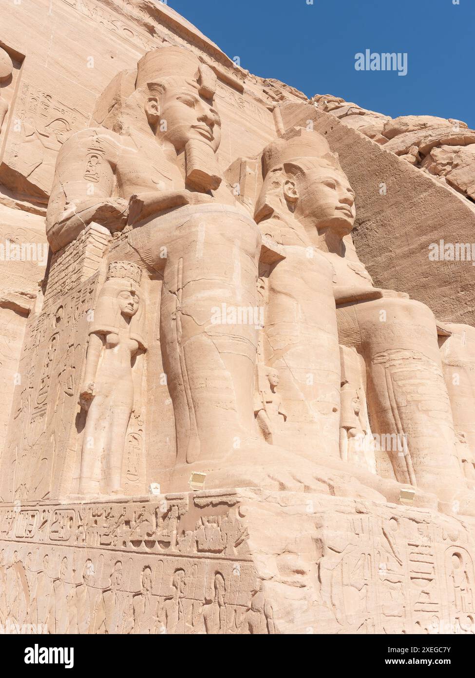 Facade and four seated figures of Pharaoh Ramses II from the Great ...