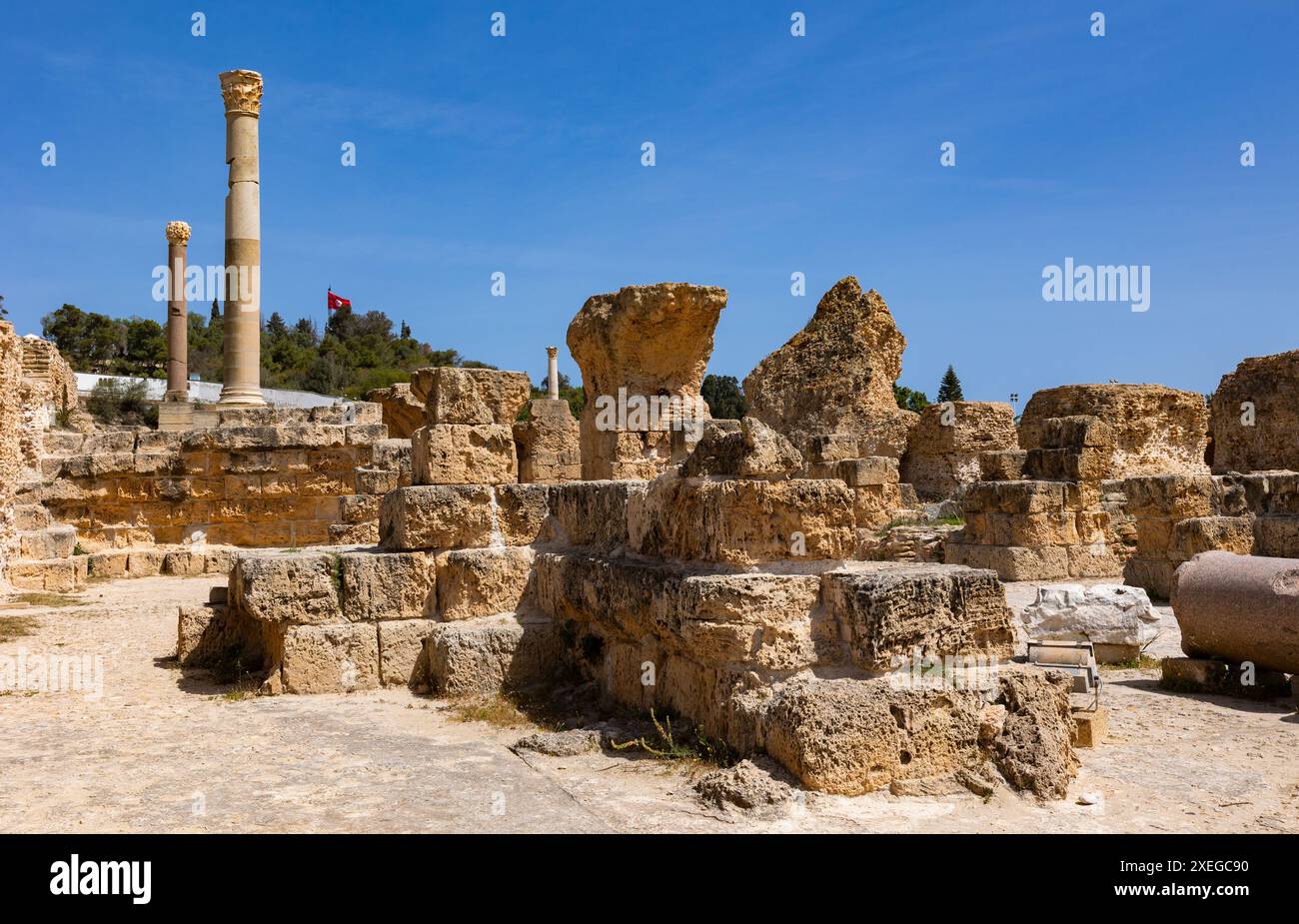 Ruins of Roman Baths of Antoninus at Tunisian site of Carthage Stock ...