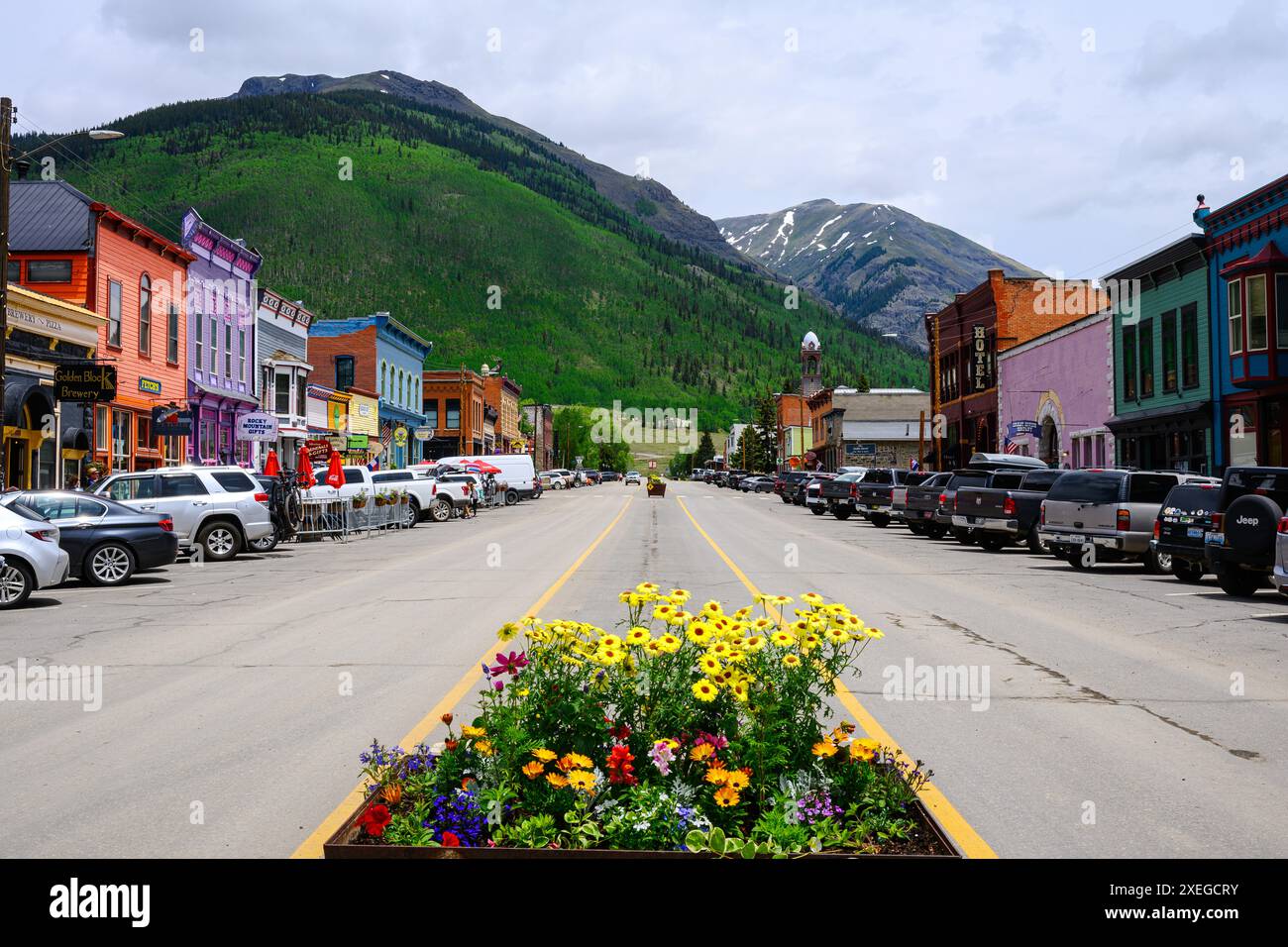 Silverton, CO, USA - June 14, 2024; Cityscape view along Greene Street ...