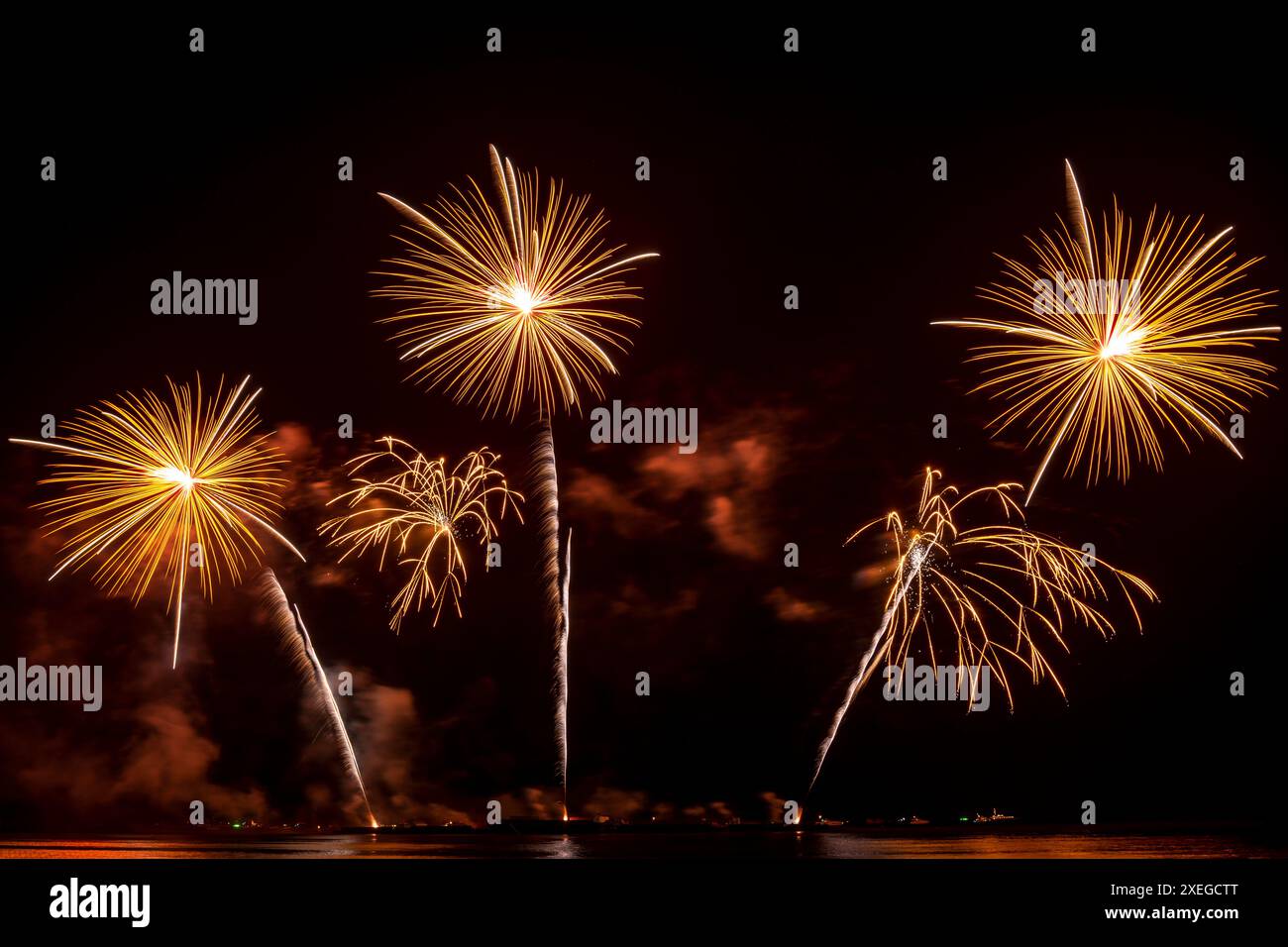 Real Fireworks display celebration, Colorful New Year Firework Stock ...