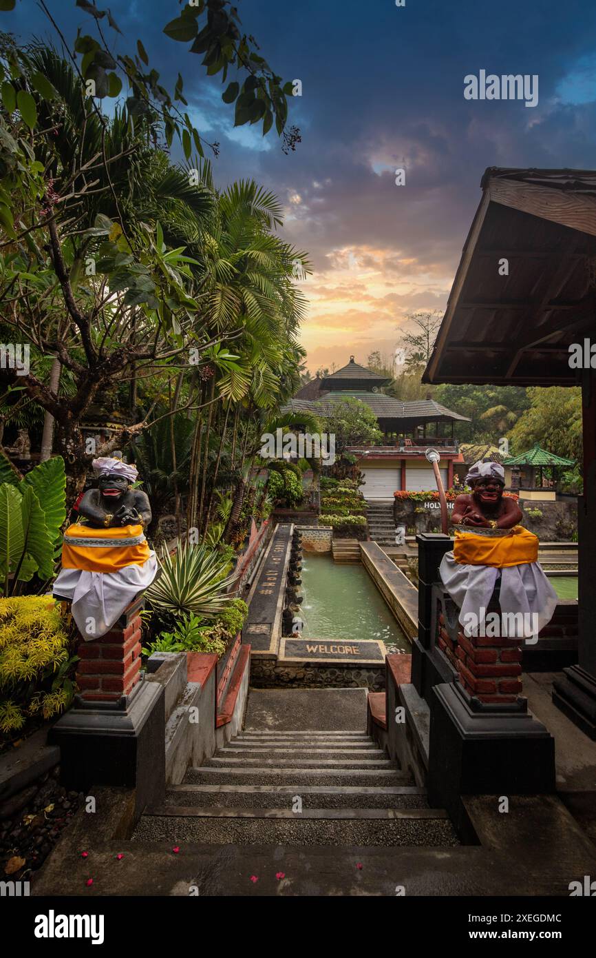 Hot springs, thermal bath in tropical jungle. Ritual sulfurous pool for ...