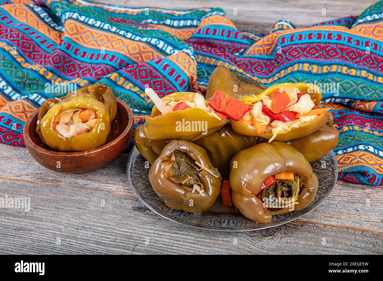 Stuffed pickles made from bell peppers. Stuffed pickles contain sliced ...