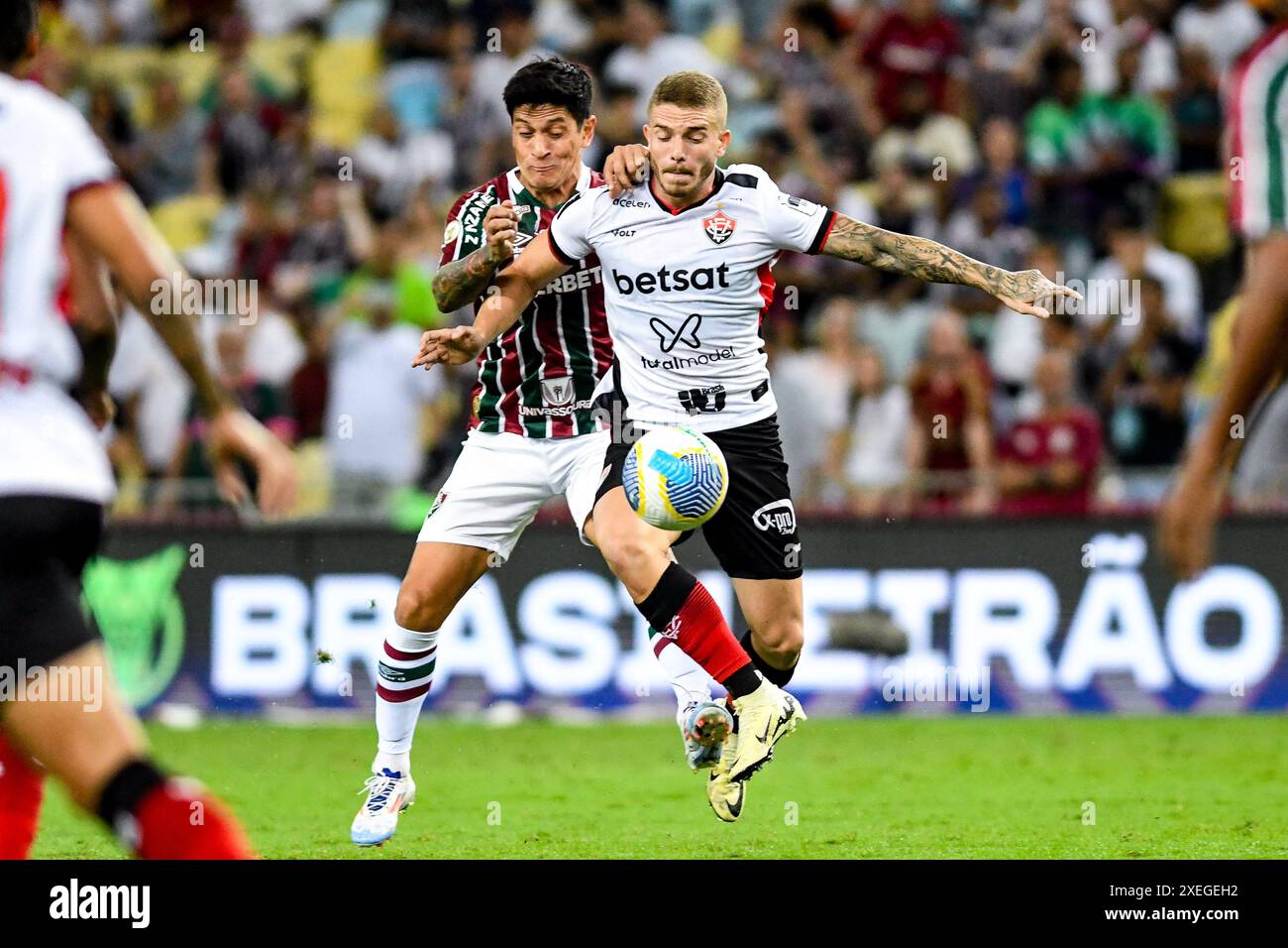 Rio, Brazil - JUNE 27 2024: German Cano and Leo Naldi player in match ...