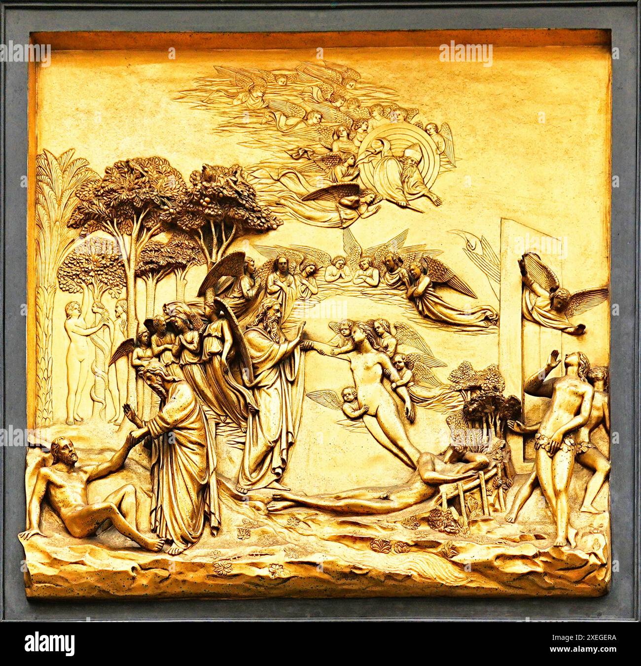 Adam, Eve, Paradise, Fall of Man, Expulsion; Door of Paradise Florence Stock Photo - Alamy
