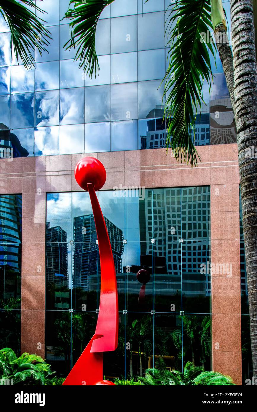State Trust Bank Building dramatic circular courtyard with tropical ...