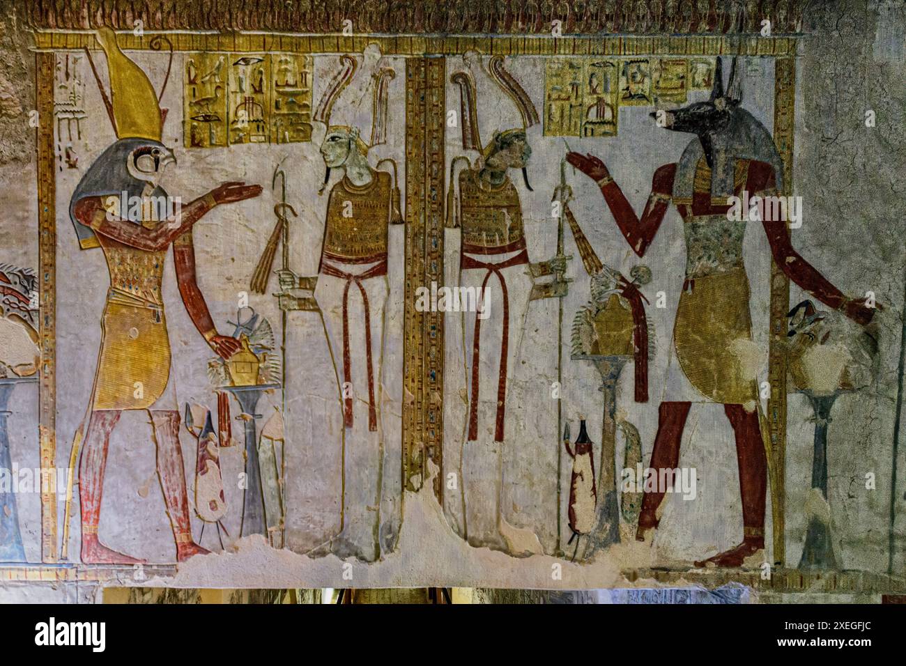 Tausert (erased) being led by Anubis and Horus to Osiris in chamber F ...