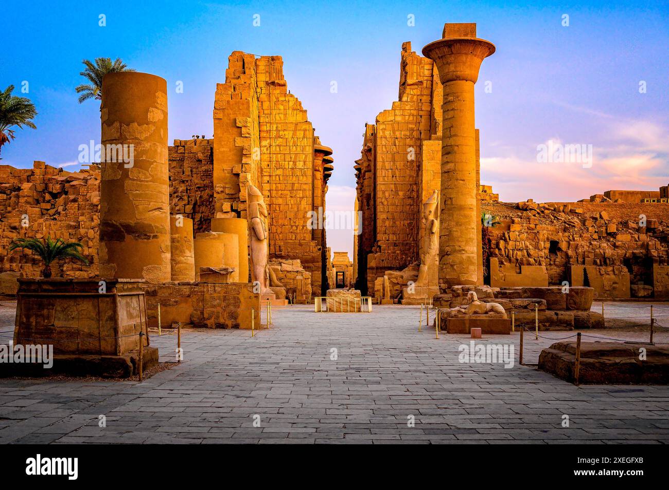 First Court and Kiosk of Nubian King Taharqa at Karnak Temple Stock ...
