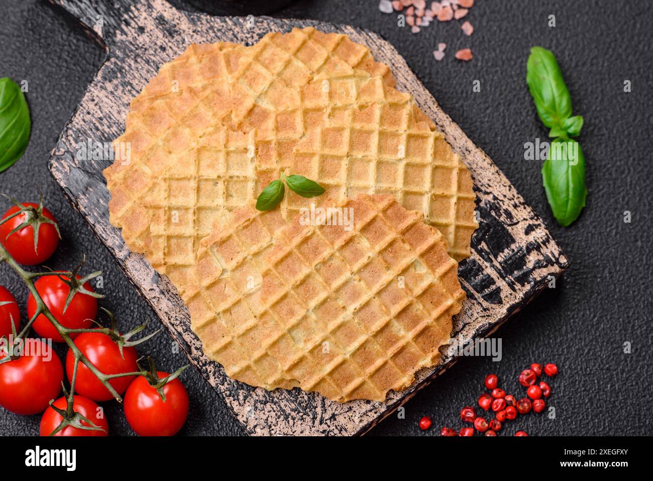 Round crispy wafers for making sweet delicious desserts or snacks Stock ...