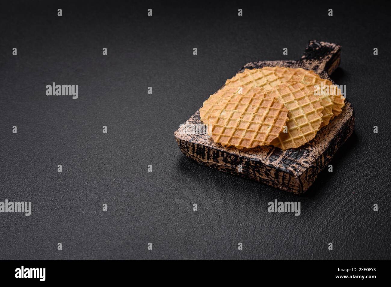 Round crispy wafers for making sweet delicious desserts or snacks Stock ...