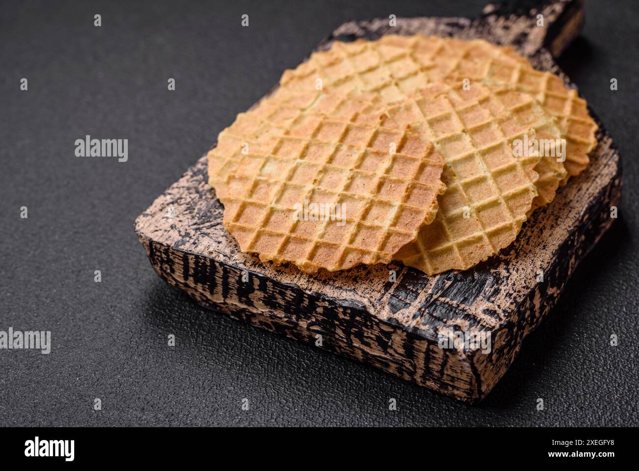 Round crispy wafers for making sweet delicious desserts or snacks Stock ...