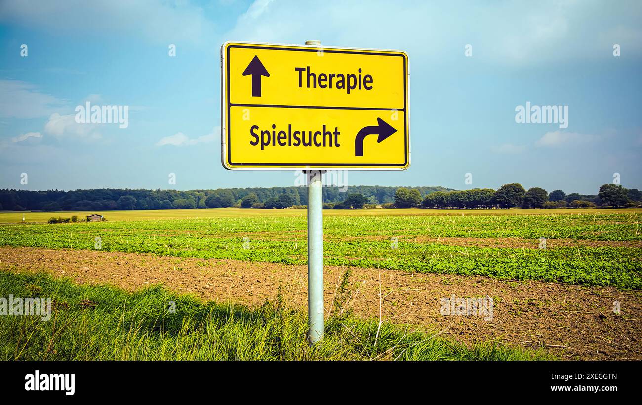 An image with a signpost pointing in two different directions in German ...
