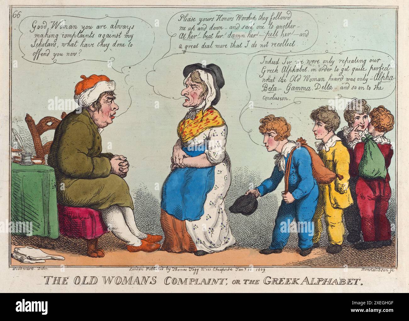 A humorous print coloured engraving of The old womans complaint ...