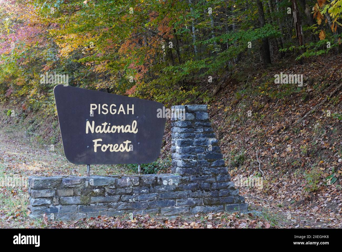 Entrance sign along the Blue Ridge Parkway for the Pisgah National ...