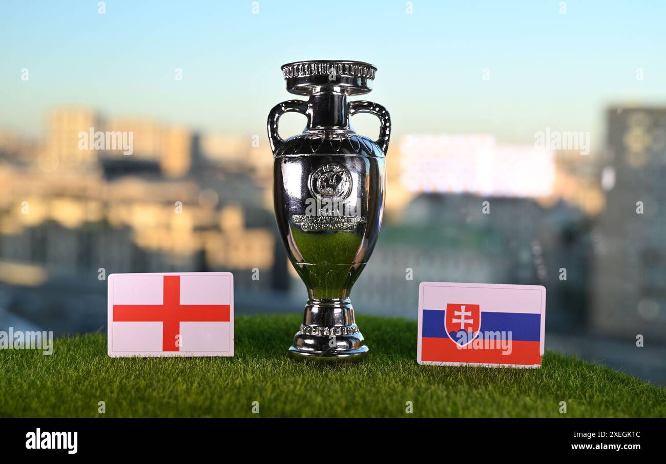 June 27, 2024, Berlin, Germany. Flags of Slovakia and England ...