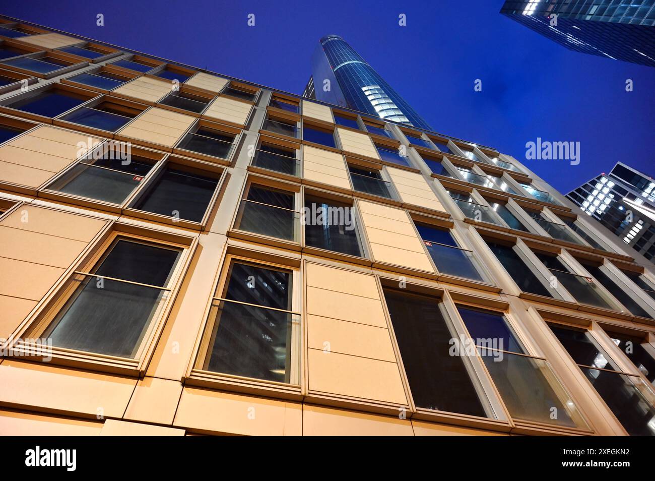 High-rise buildings in Frankfurt, at night Stock Photo - Alamy