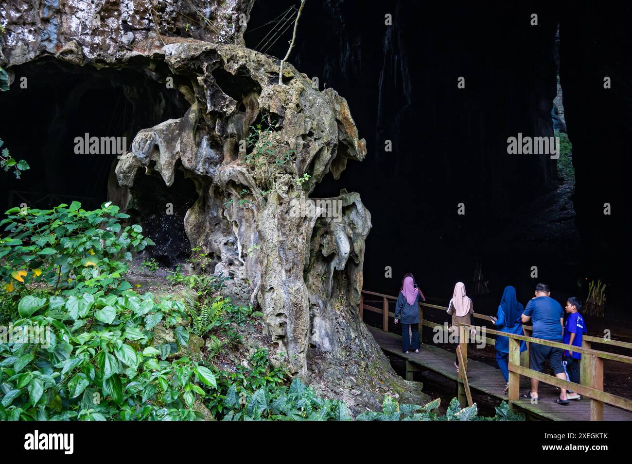 Visitors tour the famous Gomantong Caves. Borneo, Malaysia Stock Photo ...