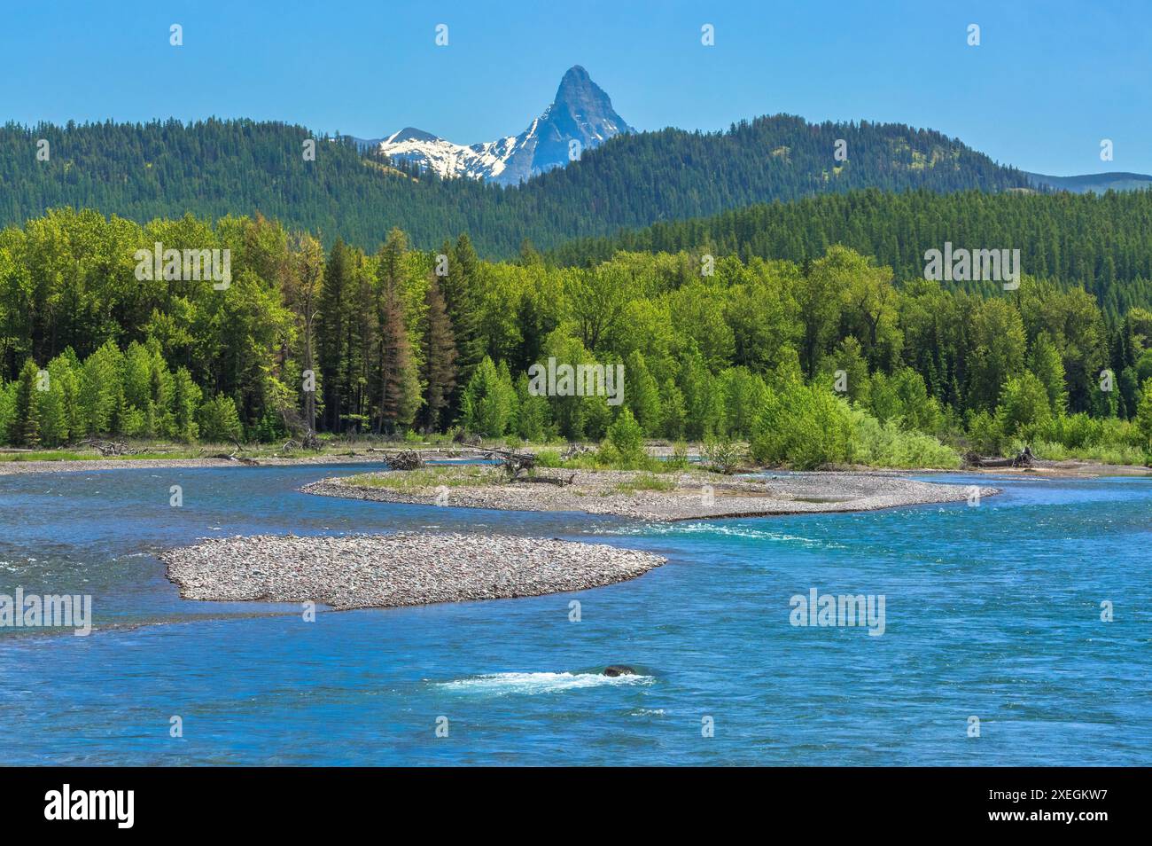 middle fork flathead river below mount saint nicholas in glacier ...
