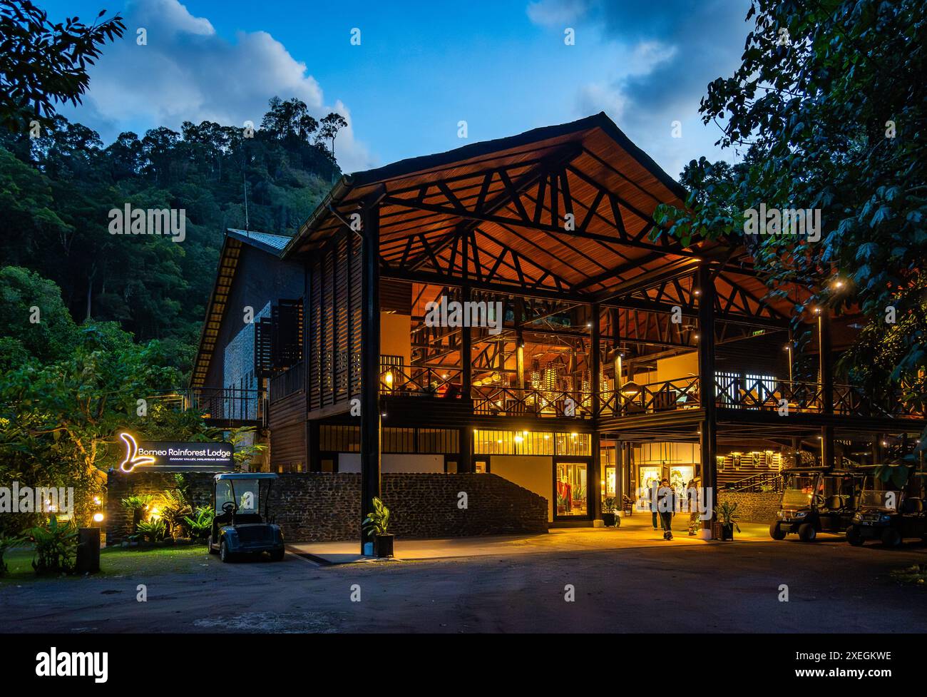 Spectacular Borneo Rainforest Lodge at dusk. Danum Valley, Sabah ...