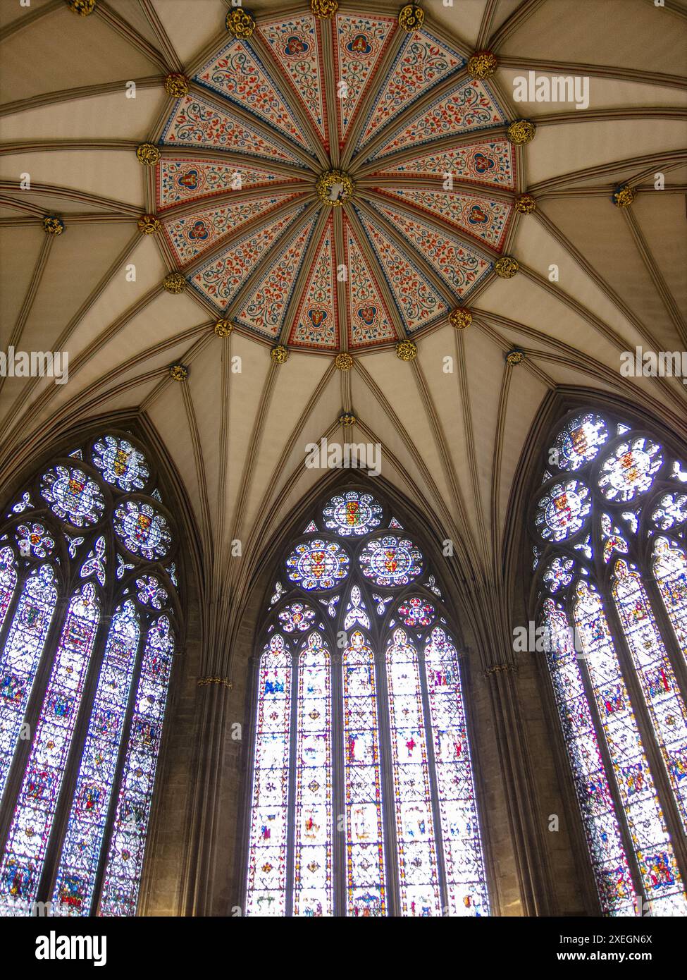 Windows and interior dome in York Cathedral. York, England, U.K Stock ...