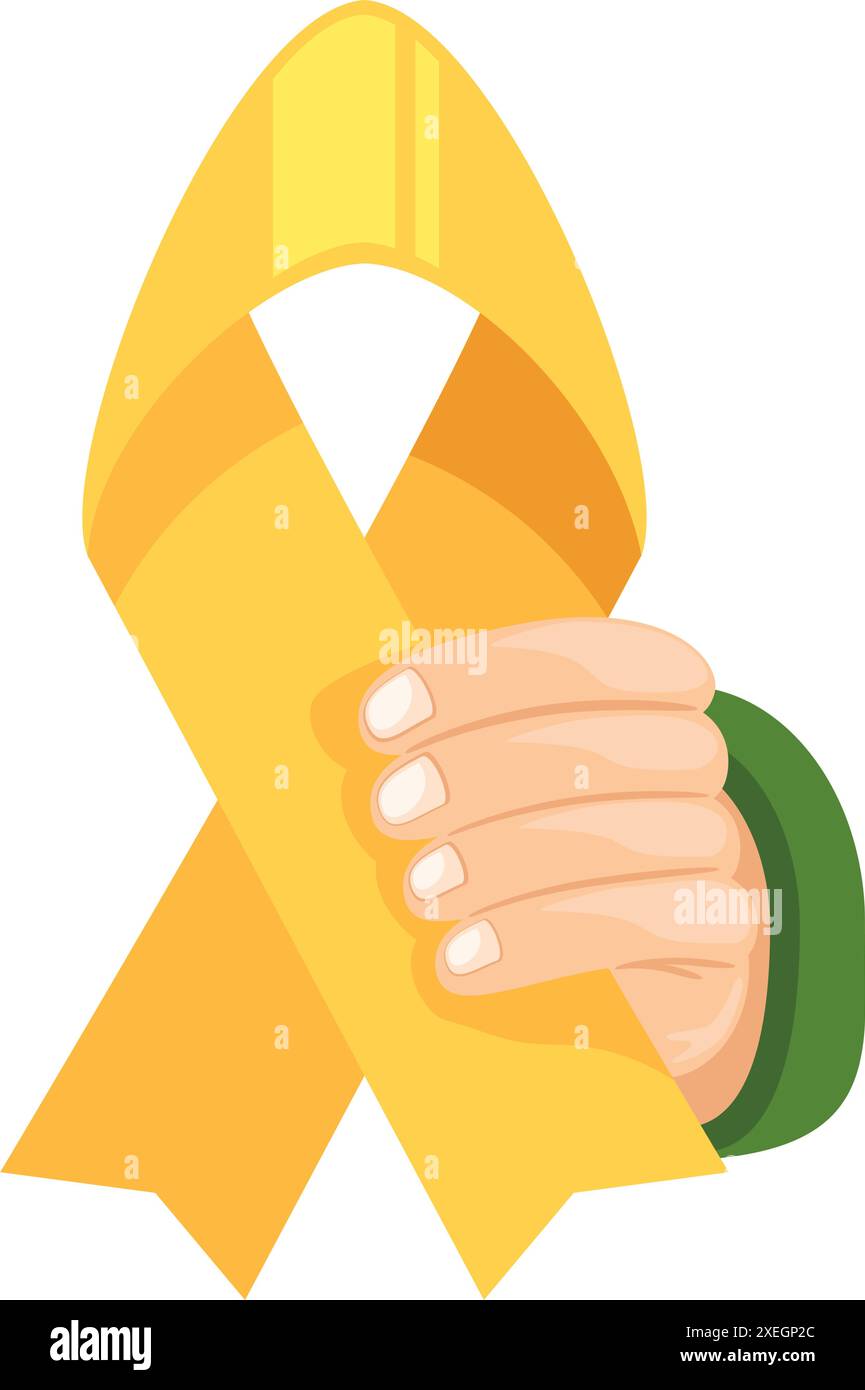 hand hold yellow ribbon july is sarcoma awareness month Stock Vector ...