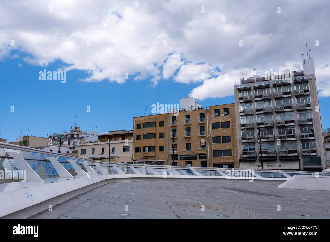 Liberty square with the modern and futuristic architecture in Nicosia ...