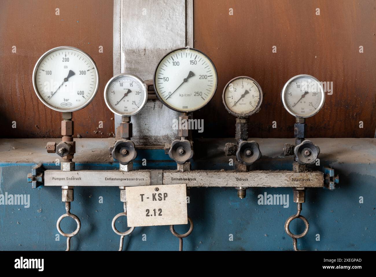 Measuring instruments on a turbine in a coal-fired power plant Stock ...